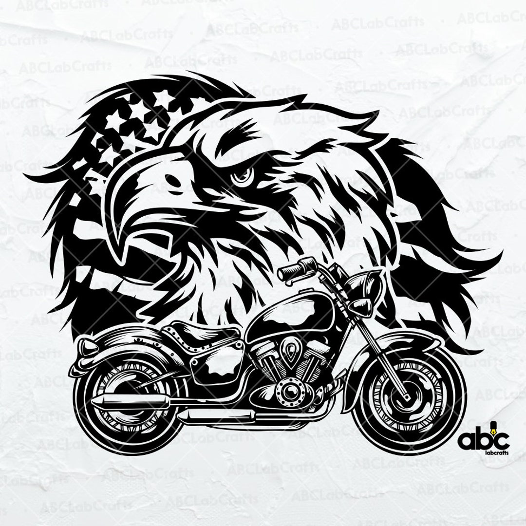 US Eagle Motorbike Svg File | Motorbike Clipart | Biker Svg| Biker ...