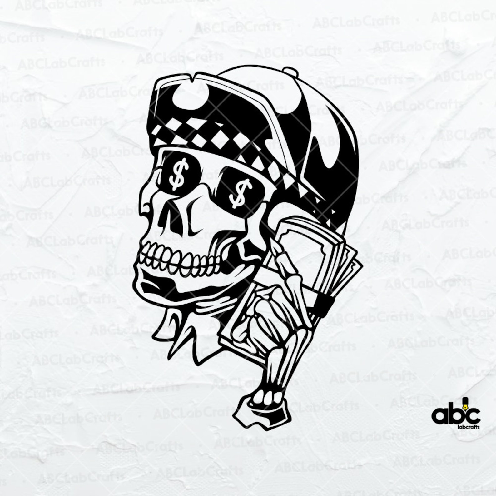 Skull Holding 100 Dollar Bills Svg File | Cash Svg | Money Svg | Rich ...