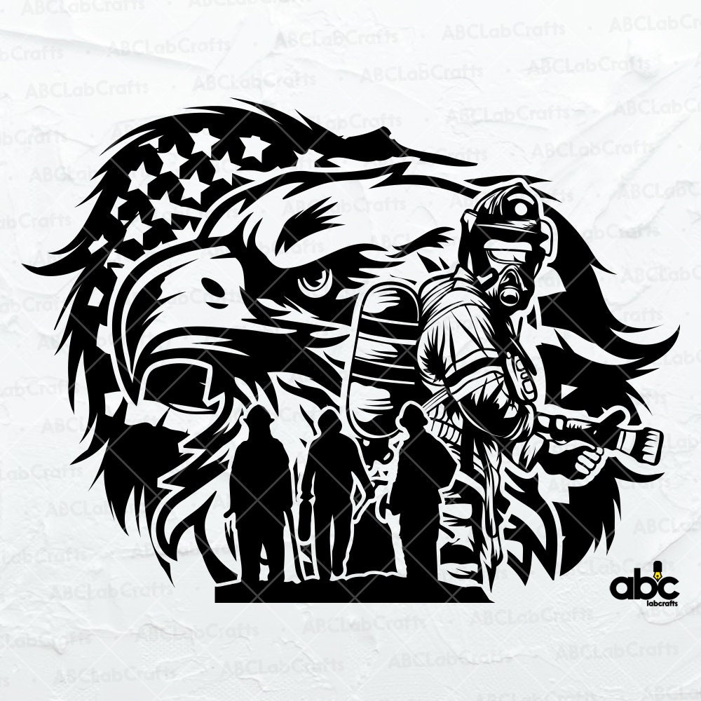US Patriotic Eagle Fire Fighter Svg File | Fire Department Png | Rescue ...