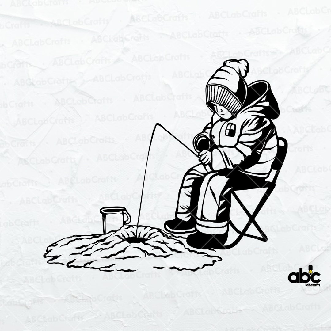 Ice Fishing Svg File | Ice Fisher Svg | Winter Fishing Svg | Fishing ...