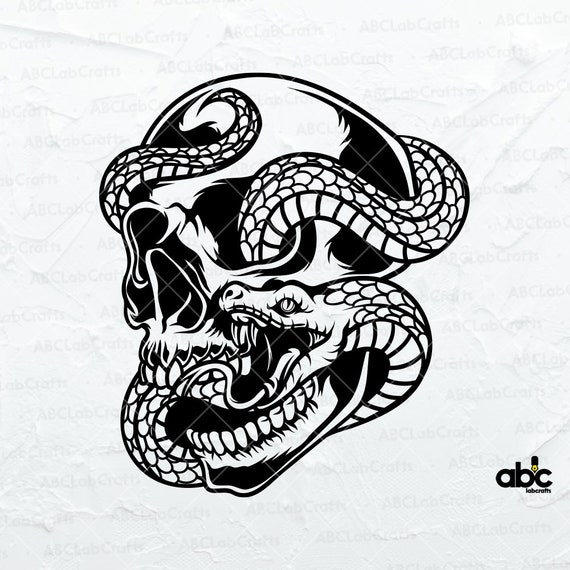 Skull and Snake Svg File Horror Skeleton Svg Skeletal Head - Etsy