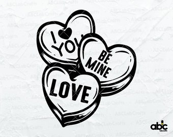 Valentines Day Svg File Heart Candies Clipart Valentines Day Cut File ...
