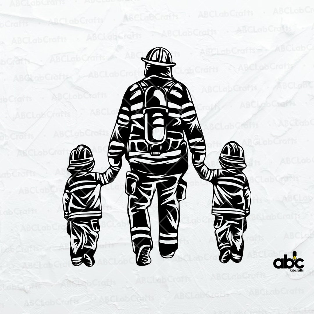 Fire Fighter Dad Svg File | Dad and Daughter Svg | Dad and Son Svg ...