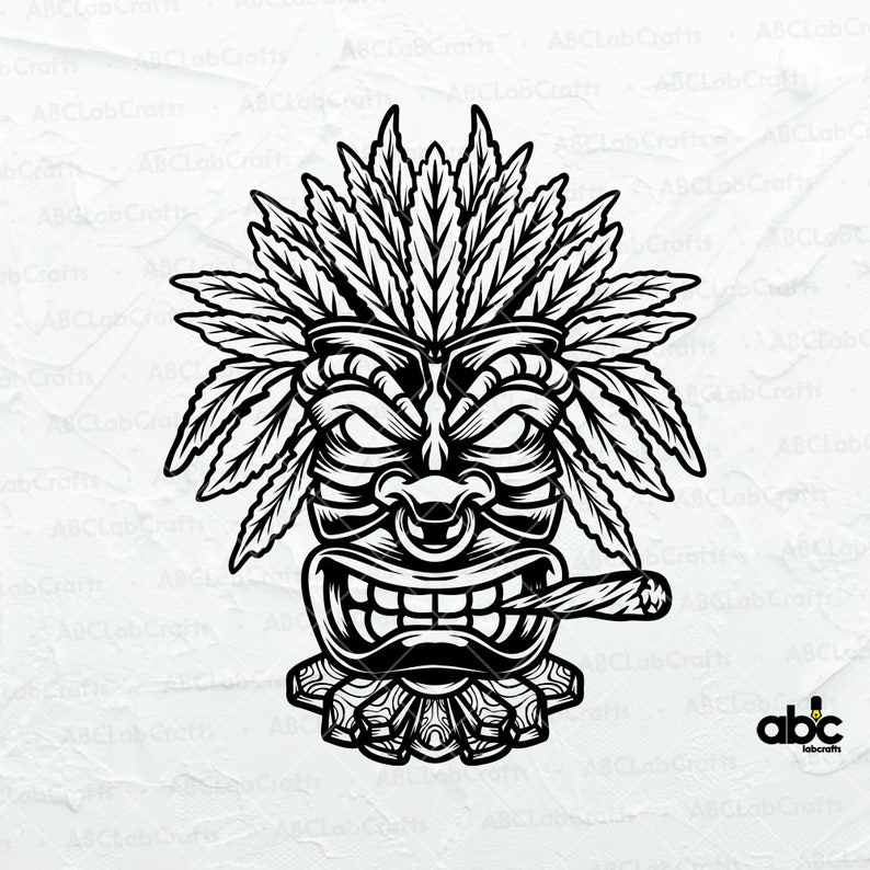 Stoner Tiki Mask Svg File Smoking Marijuana Joint Smoke - Etsy