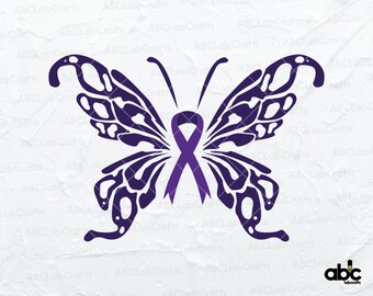 Butterfly Cancer Ribbon Svg, Awareness Butterfly Svg, Cancer Survivor ...