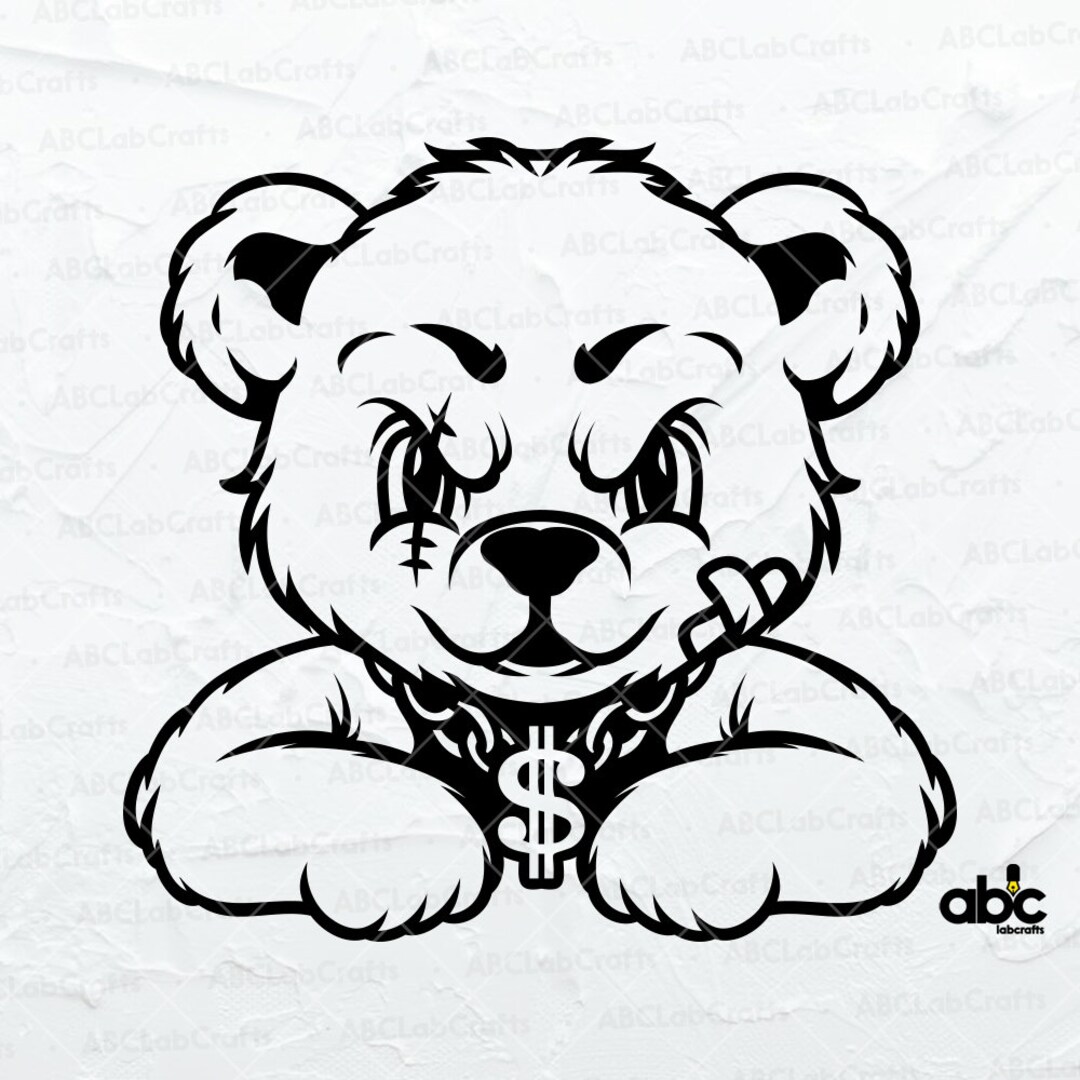 Teddy Bear King Money Bag Svg File | Scar Face Bandage Rich Savage Hip ...