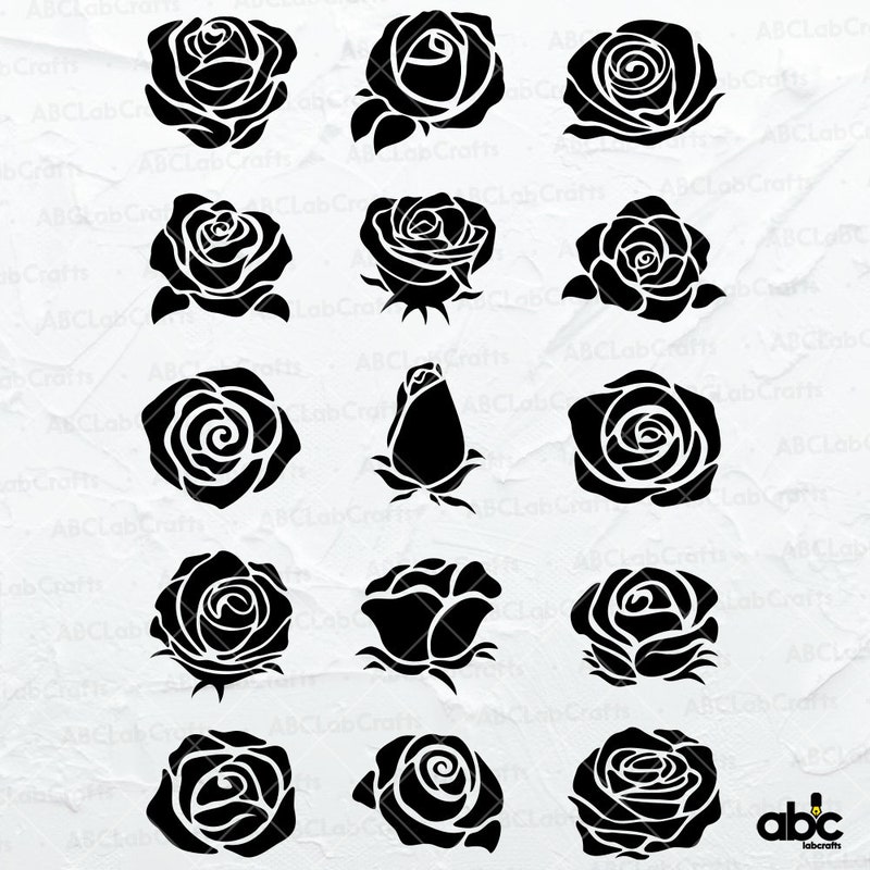 Rose Clipart Silhouette - Etsy