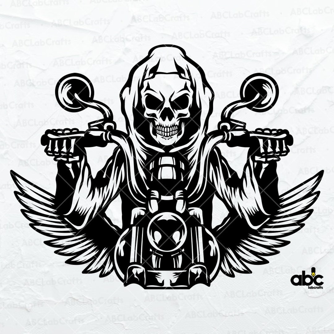 Motorcycle Svg File | Chopper Svg | Motorcycle Skeleton Svg ...