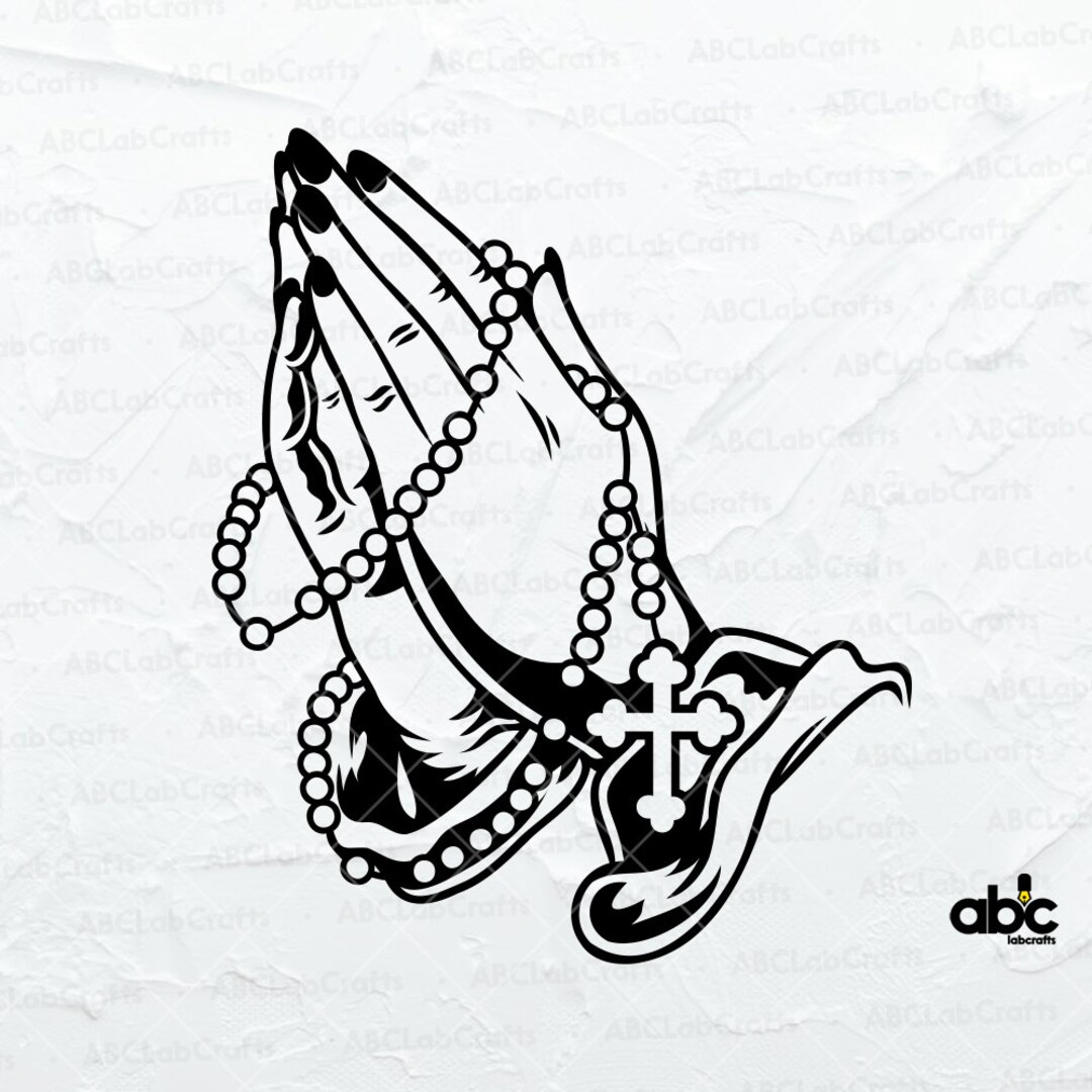 Praying Hands With Rosary Svg File | Praying Hands Svg | Christian Svg ...