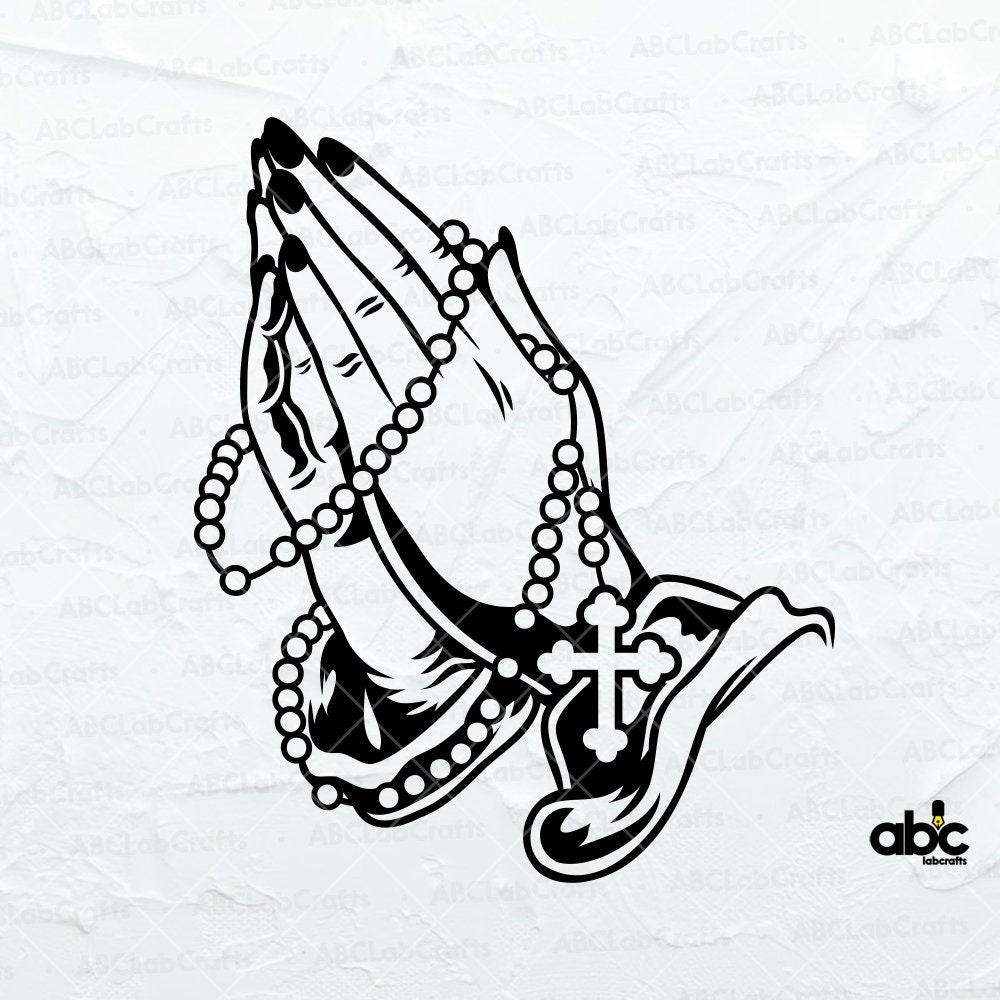 Praying Hands With Rosary Svg File Praying Hands Svg - Etsy Canada