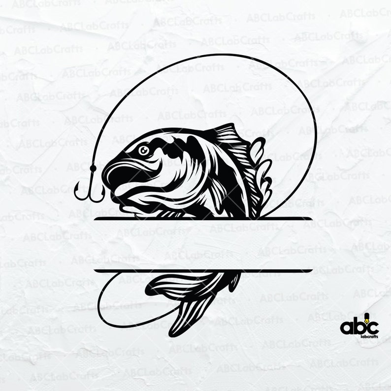 Fishing Monogram Svg File Fish and Hook Svg Fish Monogram - Etsy