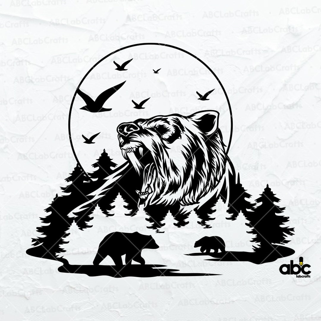 Bear Scene Svg File | Adventure Svg | Camping Scene Svg | Outdoor Svg ...