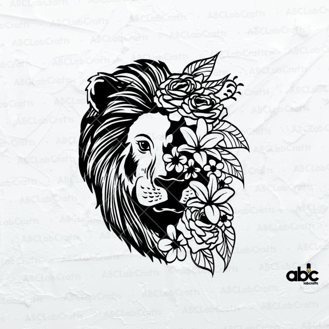 Lion Floral Svg File | Lion Head Svg | Lion Animal Svg | Lion Svg ...