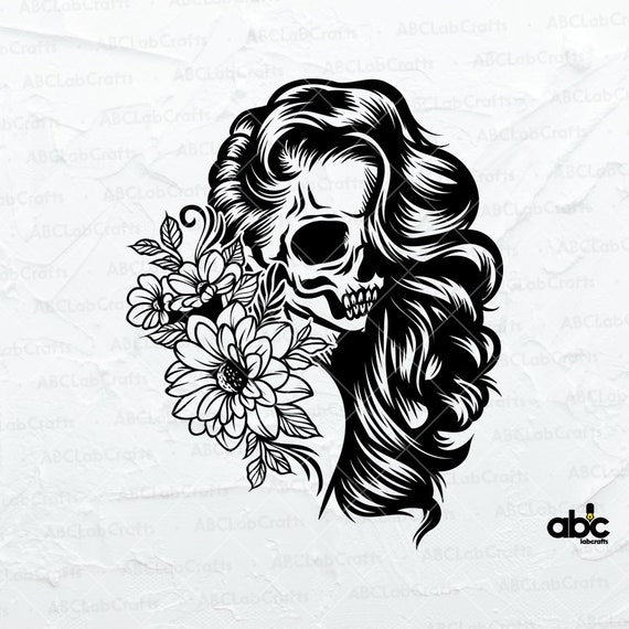 Floral Woman Skull Svg File Floral Woman Svg Skull Svg - Etsy