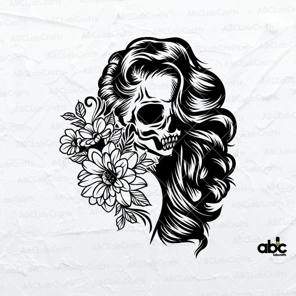 Floral Woman Skull Svg File Floral Woman Svg Skull Svg Etsy