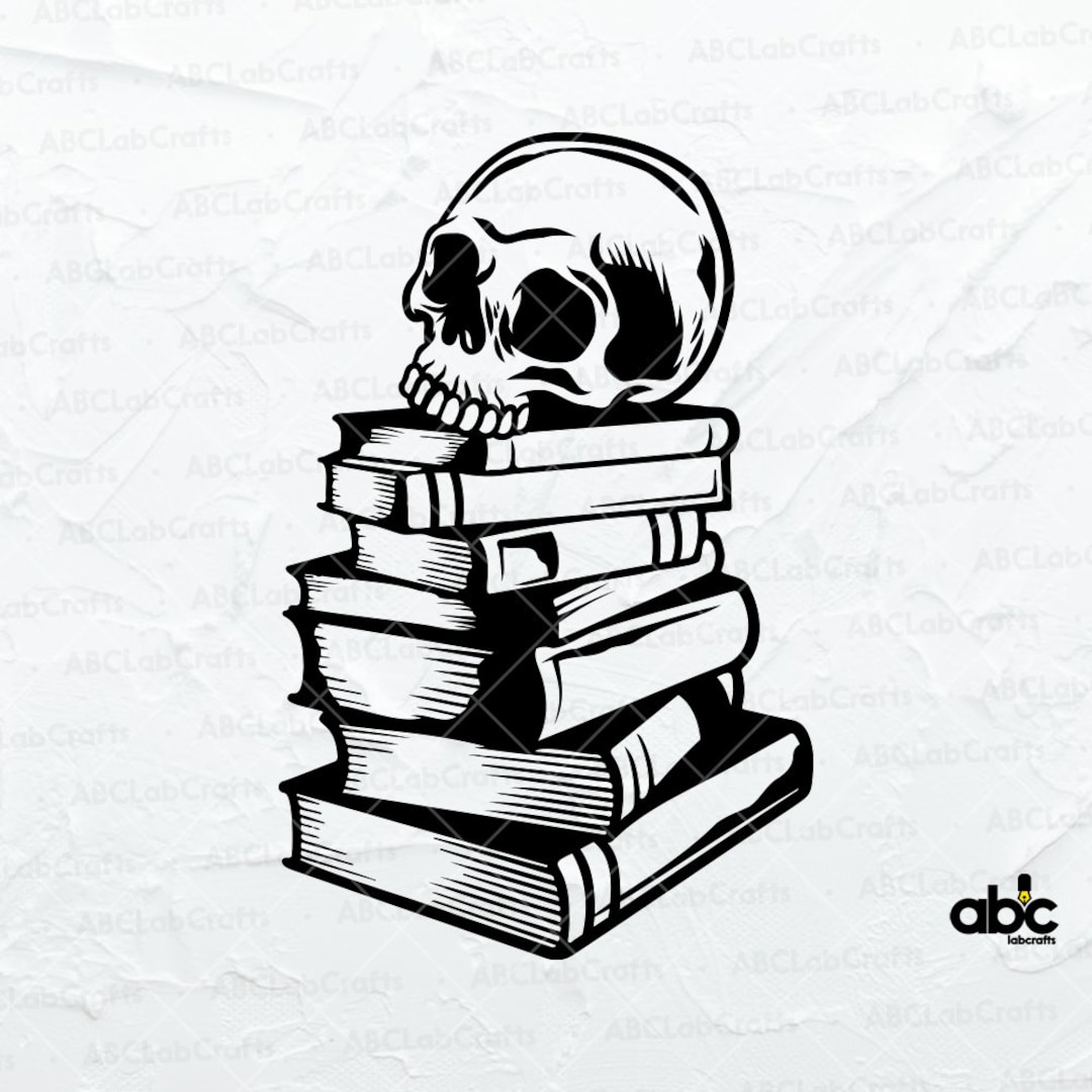 Book With Skull Svg File | Skull Svg | Book Lover Svg | Librarian Svg ...