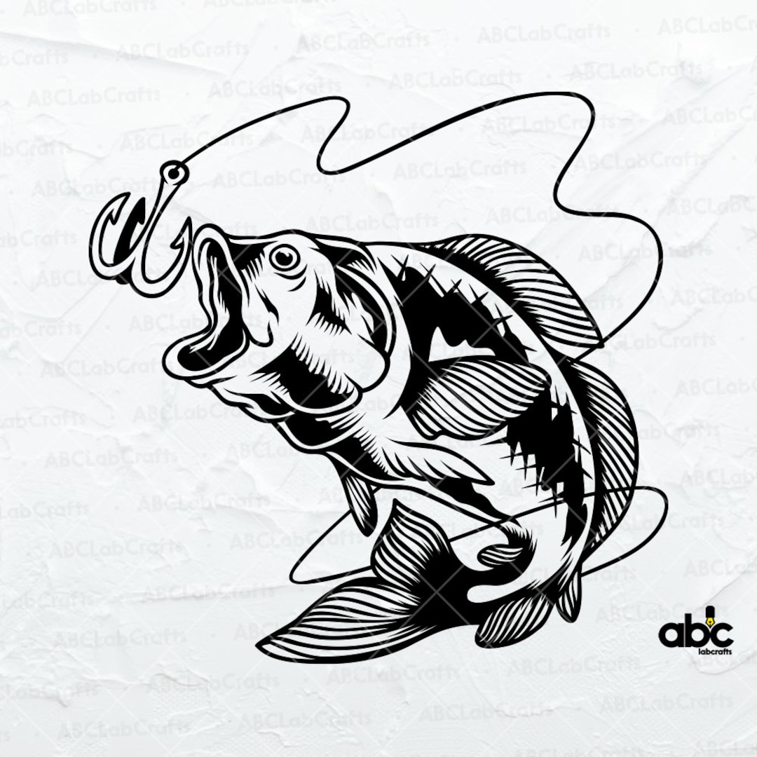 Bass Fish Svg File | Fishing Cutfile | Fishing Clipart | Fishing Svg ...