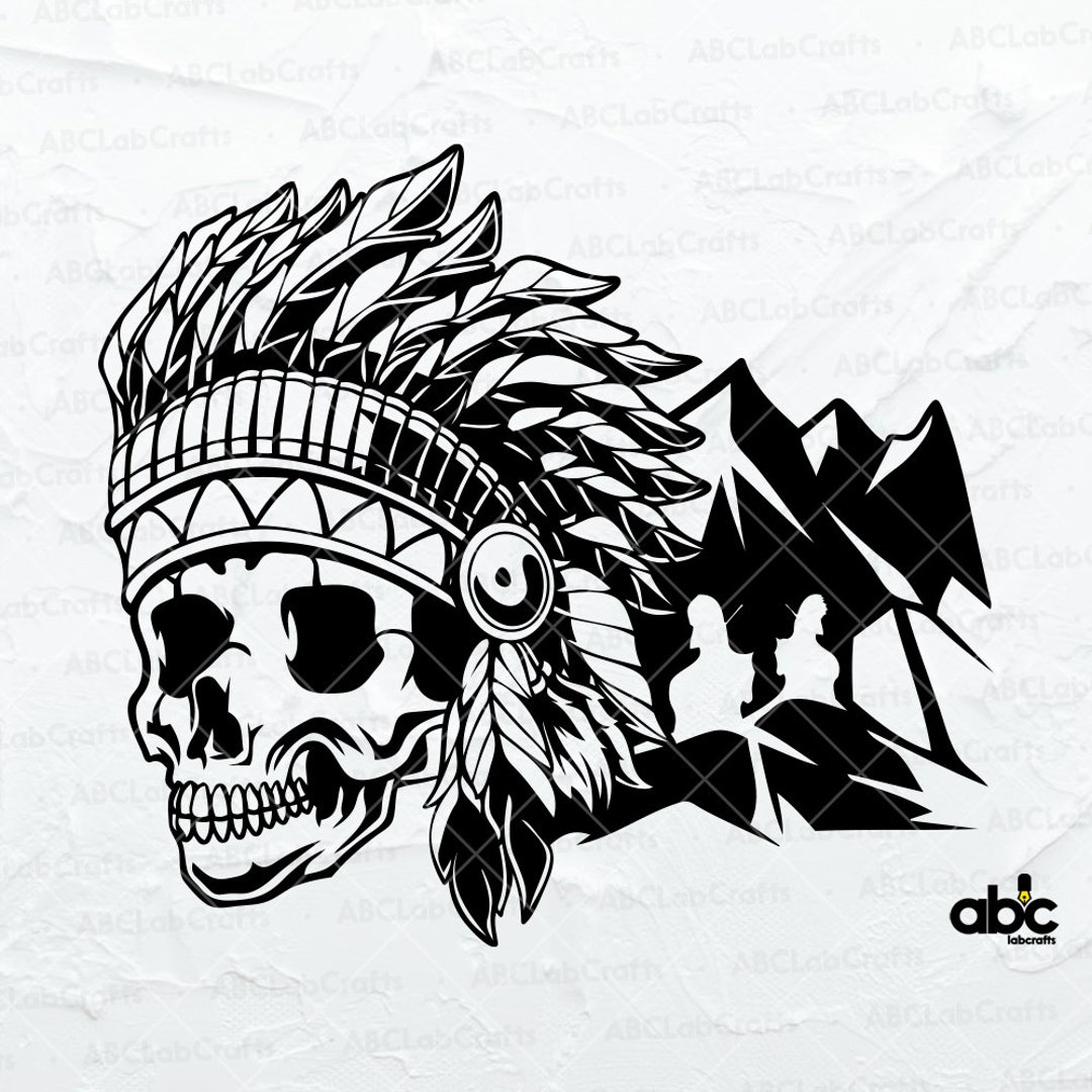 Native American Skull Svg File | Indian Tribe Svg | Teepee Svg | Boho ...