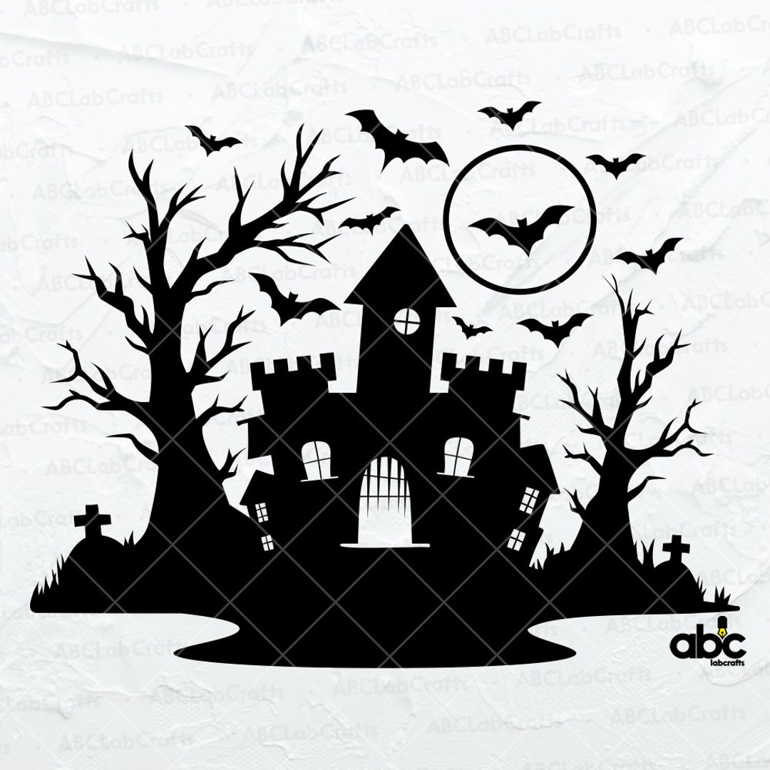 Halloween Scene Svg File | Haunted House Halloween Svg | Graveyard Svg ...