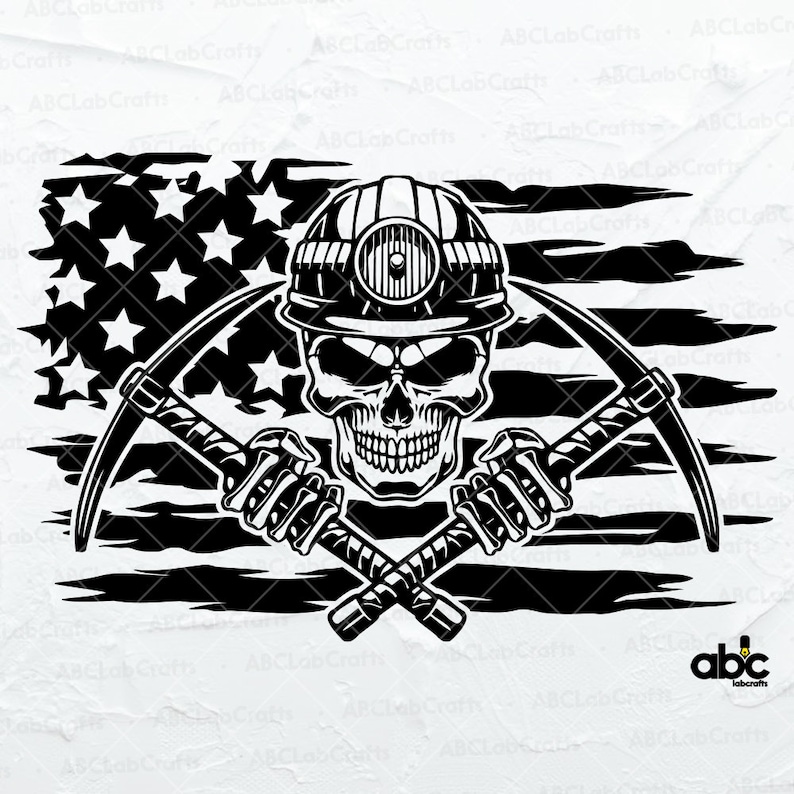 US Mining Skull Svg File | Skull Clipart | Miner Svg | Coal Mining Svg ...