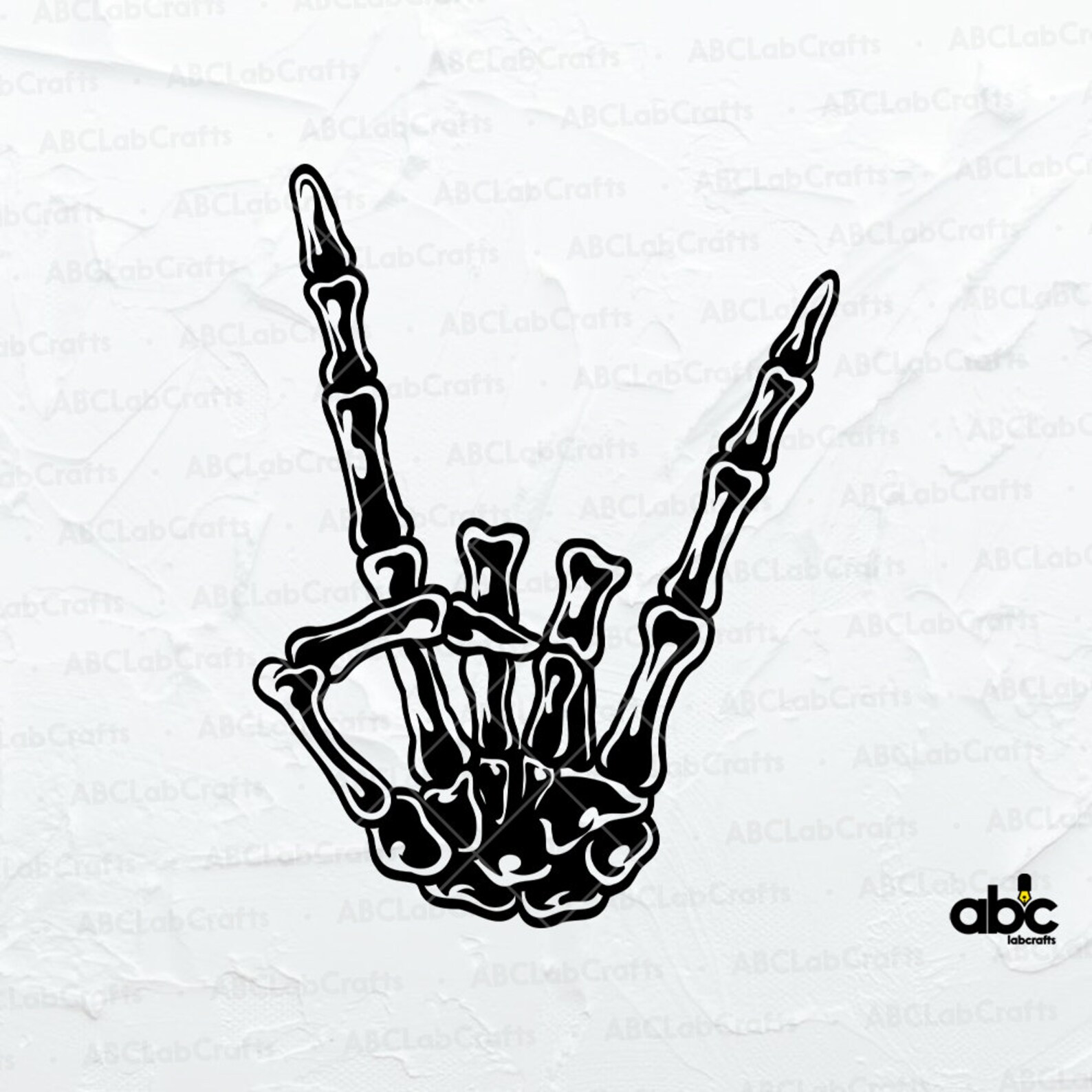 Skeleton Rock Hand Svg Hand Sign Silhouett Bones of Human | Etsy