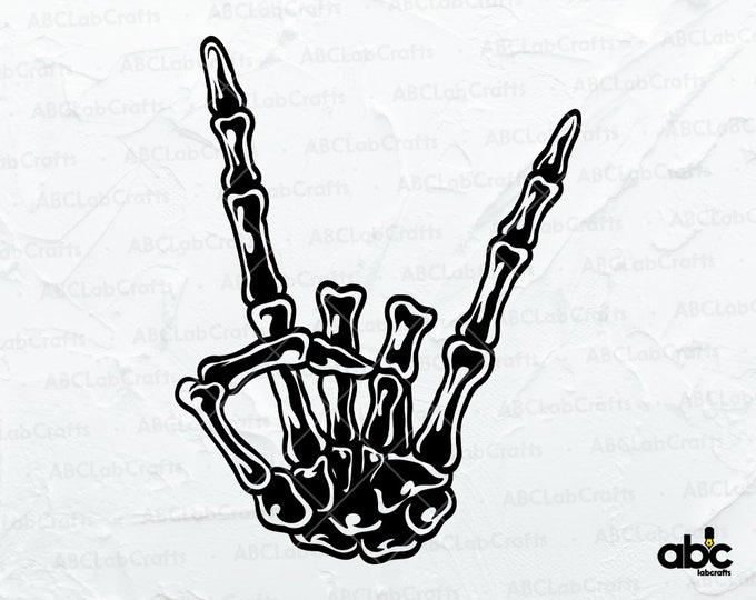 Skeleton Rock Hands Svg | Rock and Roll Svg | Skeleton Hand Svg | Hand ...