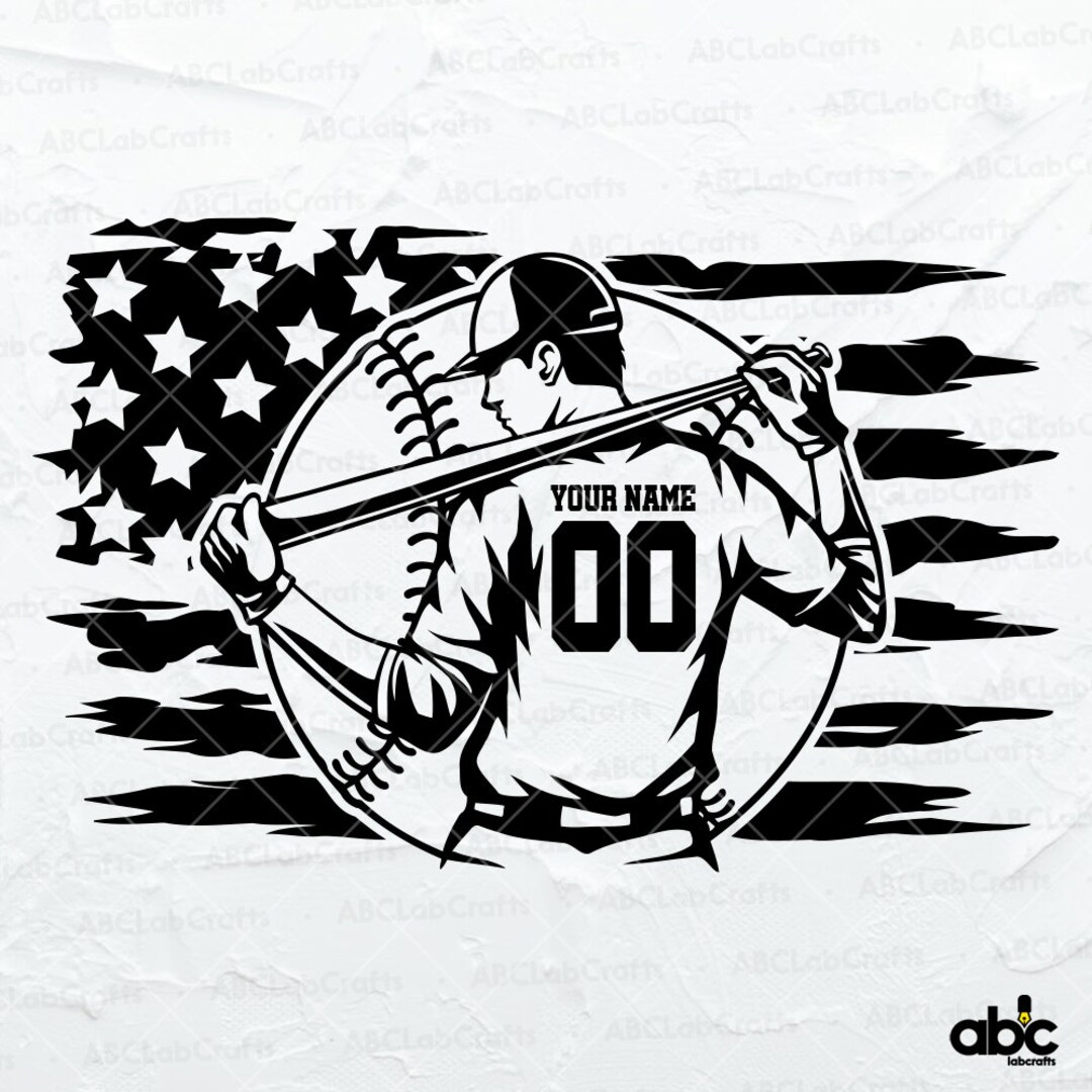 US Baseball Player Svg File | Personalized Name | Baseball Team Svg ...