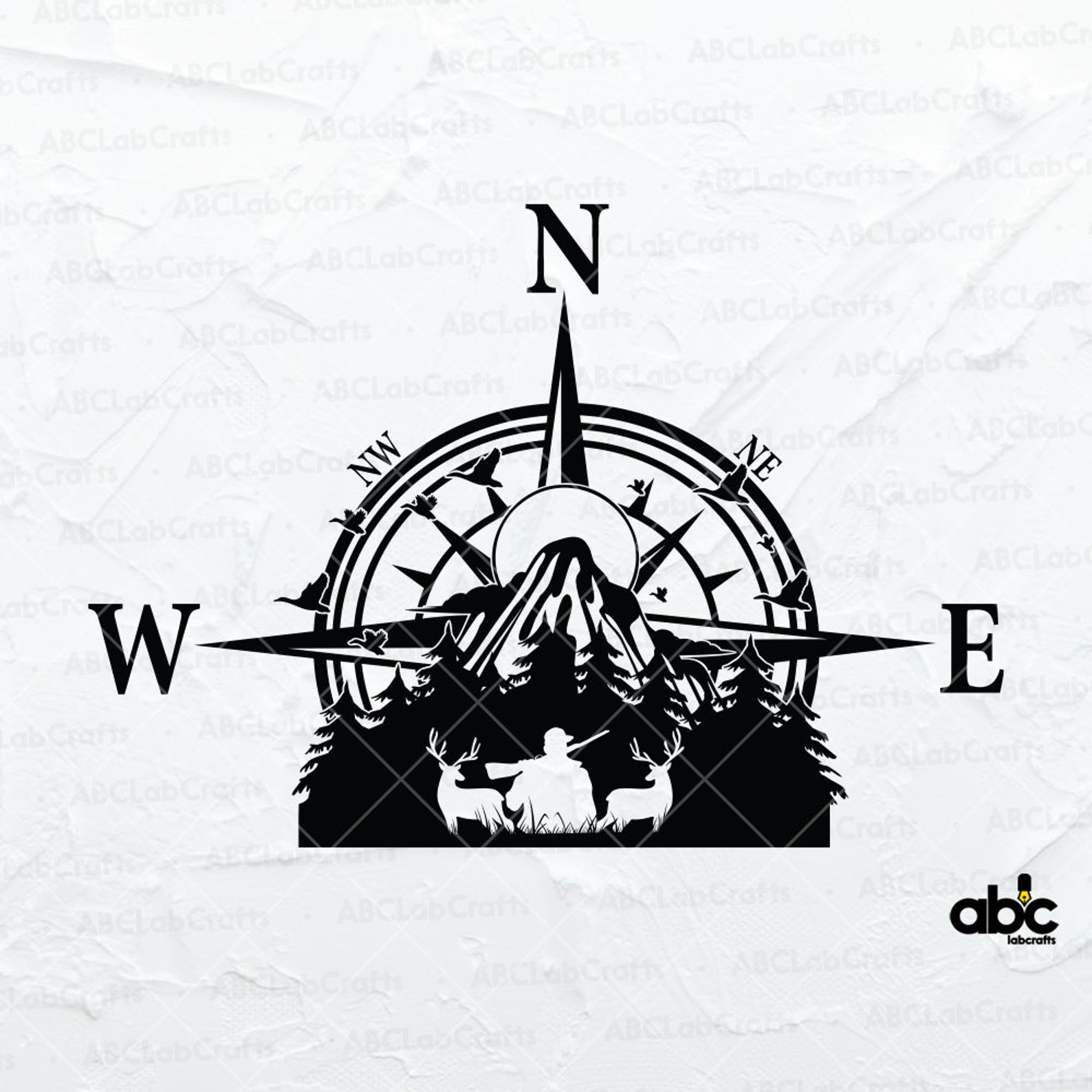 Deer Hunter Svg File Adventure Compass Outdoor Hunting - Etsy