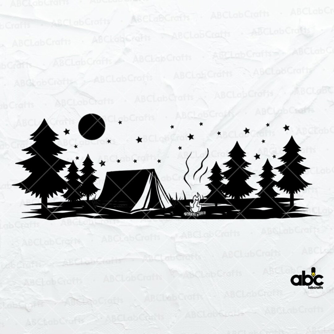 Tent in Forest Svg File | Camping Svg | Hiking Svg | Tent Silhouette ...