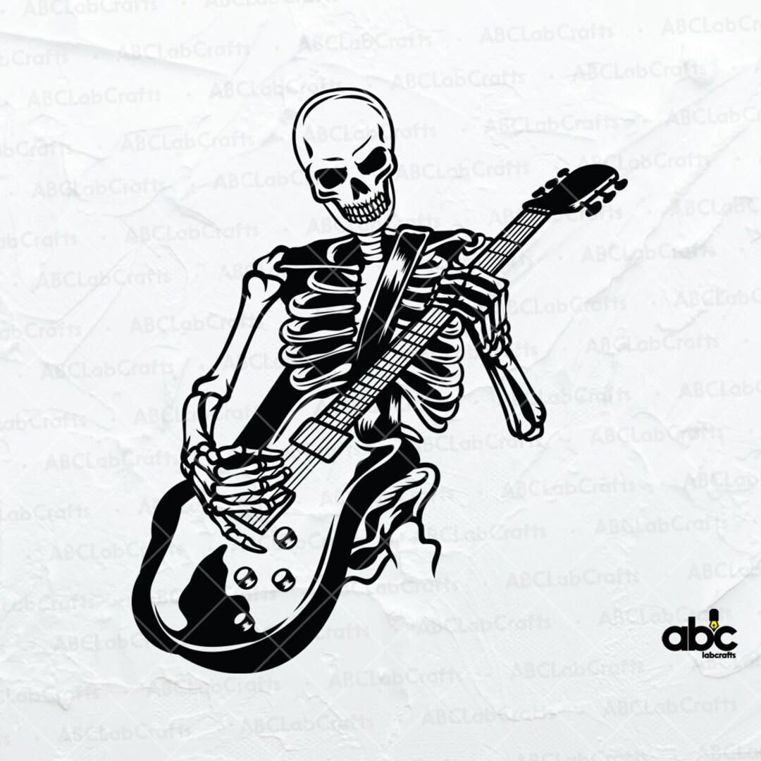 Skeleton Bassist Svg File | Bassist Svg | Music Instrument Svg ...
