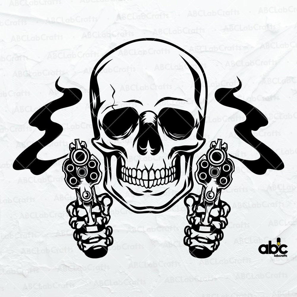 Skull With Guns Svg File Skeleton Svg Skull Cut File - Etsy Canada