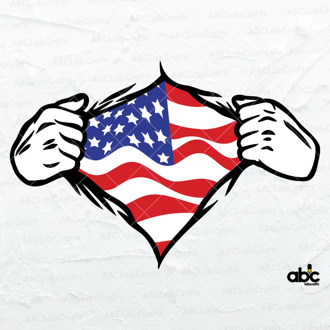US Flag Tear Away Svg File | Ripping Open Shirt Svg | Ripped Svg | Open ...