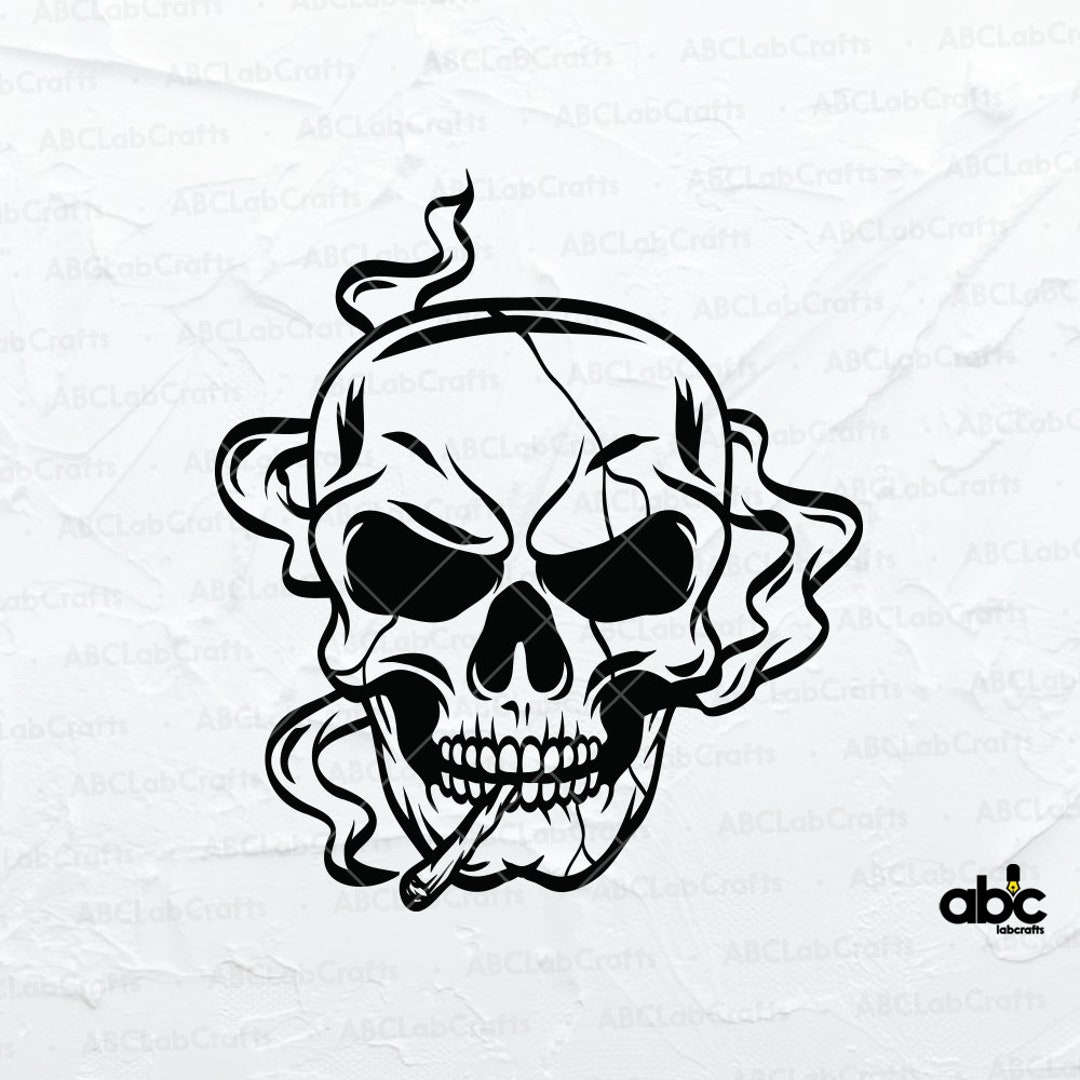 Skull Smoking Weed Joint Svg File | Smoking Marijuana Svg | Smoking ...