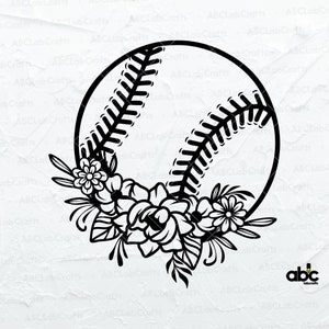 Baseball Svg File | Floral Baseball Svg | Floral Softball Svg ...