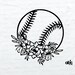Baseball Svg File Floral Baseball Svg Floral Softball Svg Baseball Cut ...