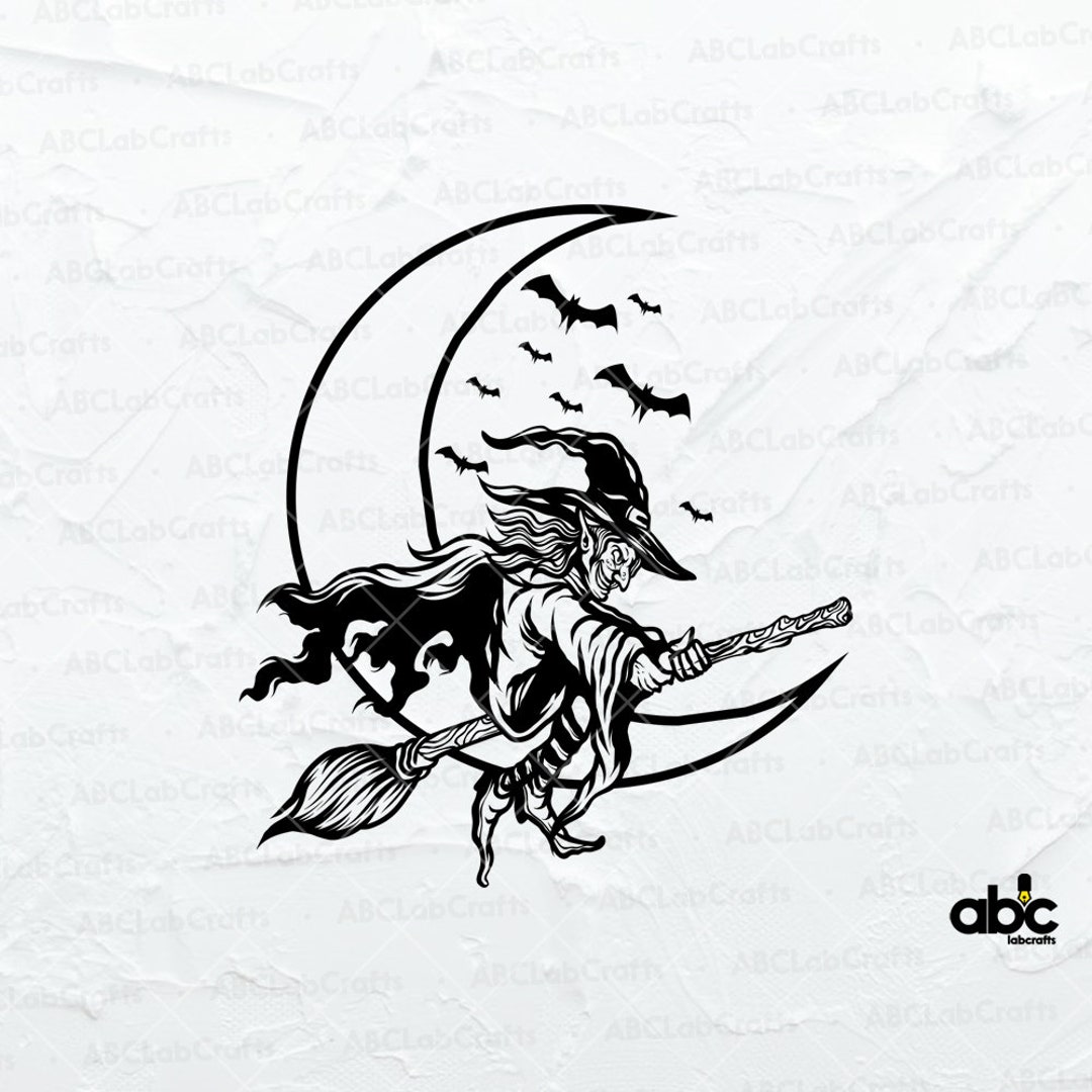 Witch in the Moon Svg File | Halloween Witch Svg | Witch Cut Files ...