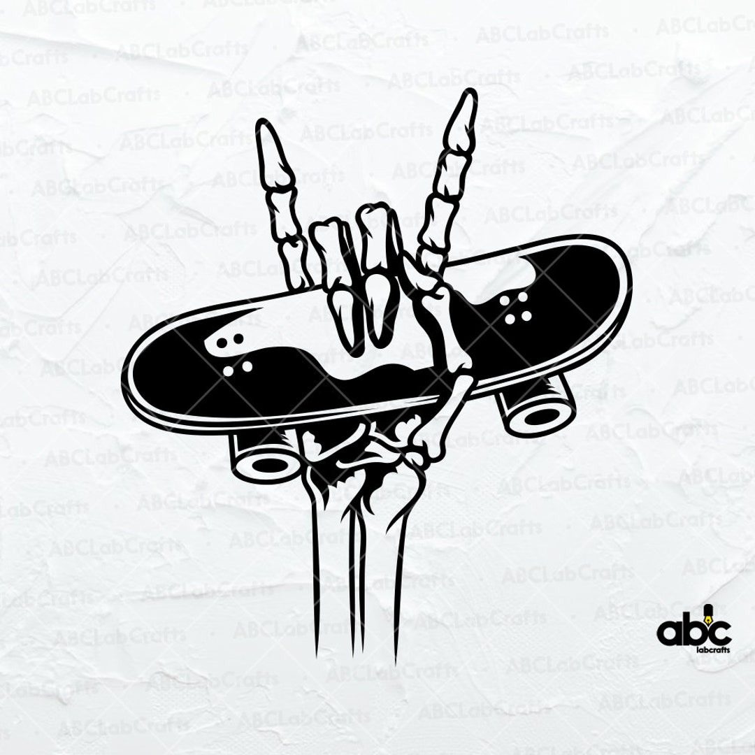 Skater Skeleton Svg | Skate Svg | Skateboard Svg | Skeleton Hand Skater ...