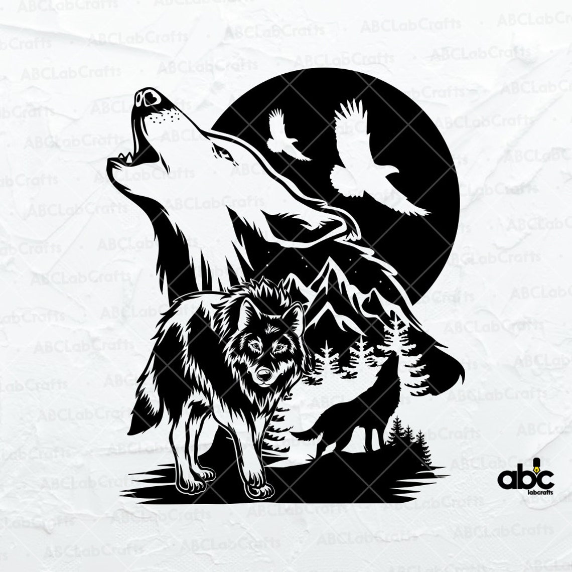 Howling Wolf Svg File Snow Mountains Svg Wild Animal - Etsy