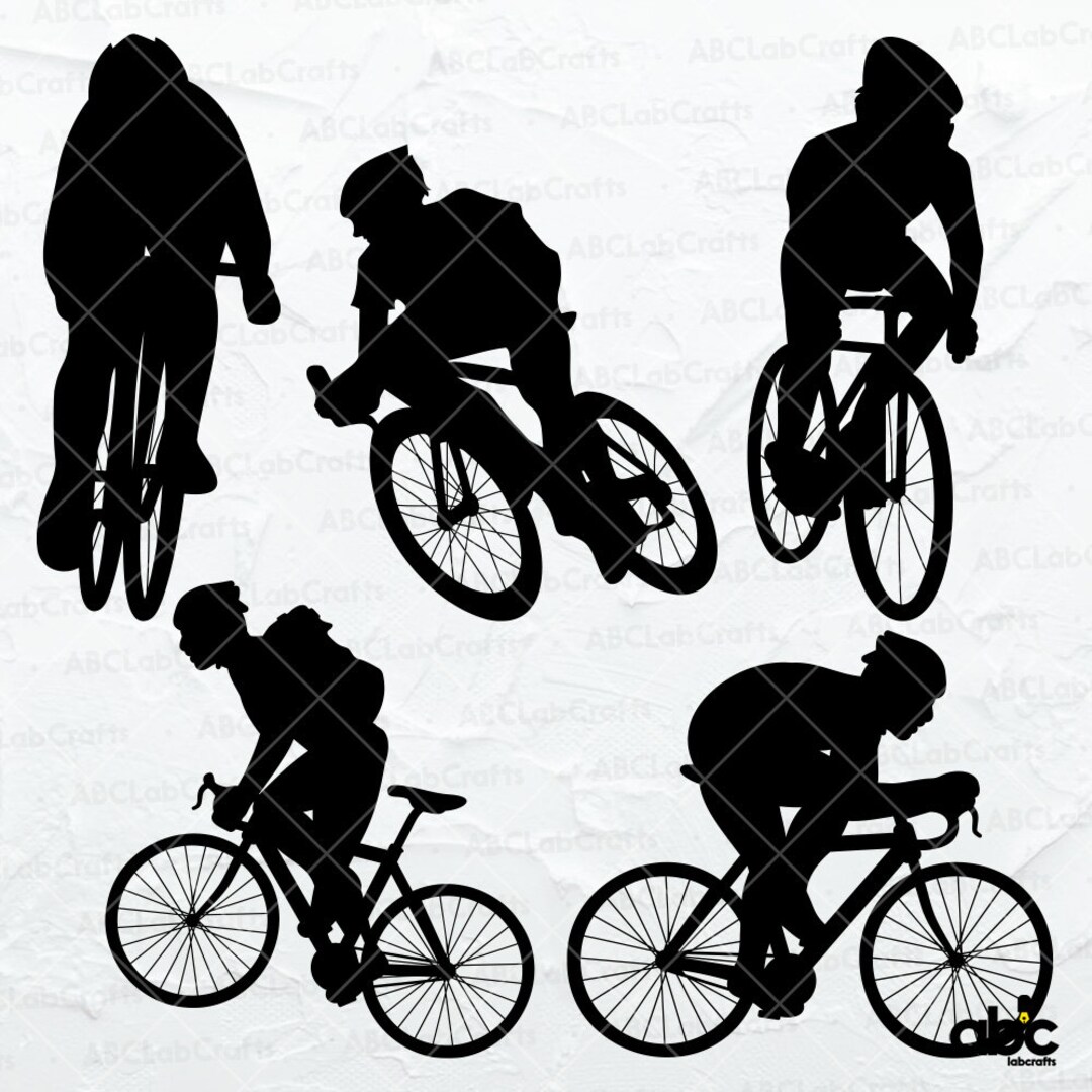Cyclist Svg Bundle | Bicycle Man Svg | Cyclist Silhouette | Biking Svg ...