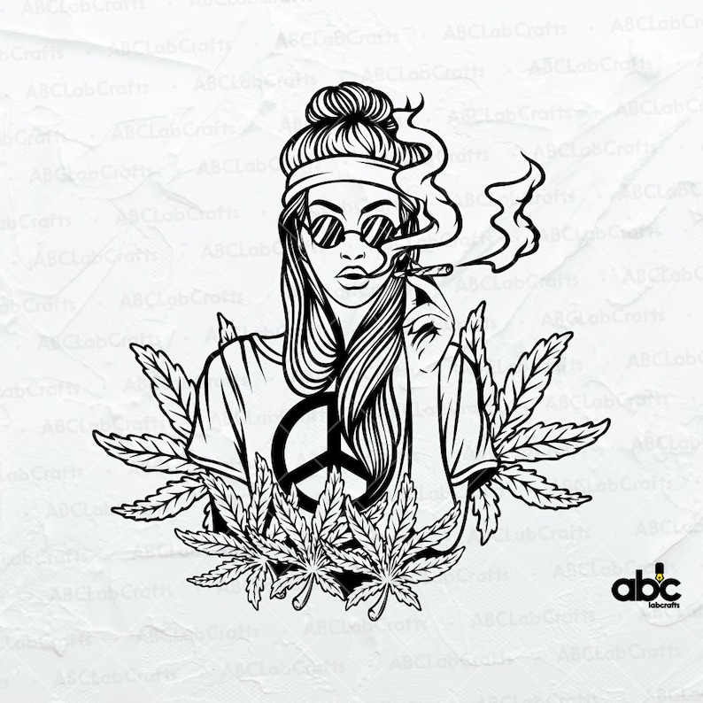 Hippie Girl Smoking Weed Svg File Smoke Marijuana Svg - Etsy