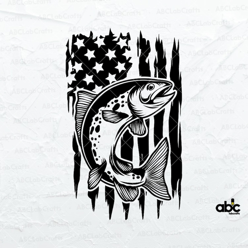 US Trout Fish Svg File US Fishing Svg Fist Cutfile Lake - Etsy