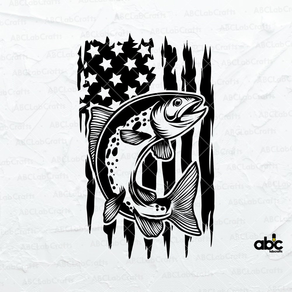 US Trout Fish Svg File US Fishing Svg Fist Cutfile Lake - Etsy