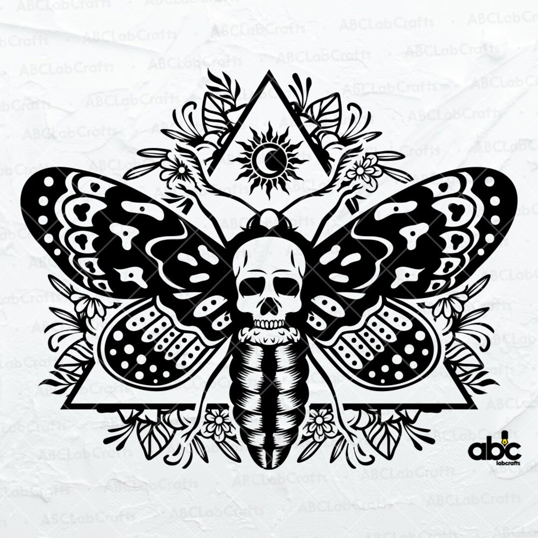 Death Head Moth Geo Floral Svg File | Moth Svg | Floral Moth Svg ...