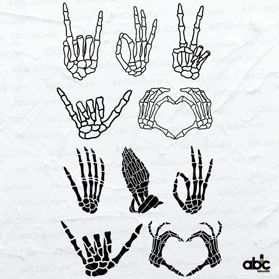 Skeleton Hands Svg Bundle | Skeleton Hands Clipart | Skeleton Hand Png ...