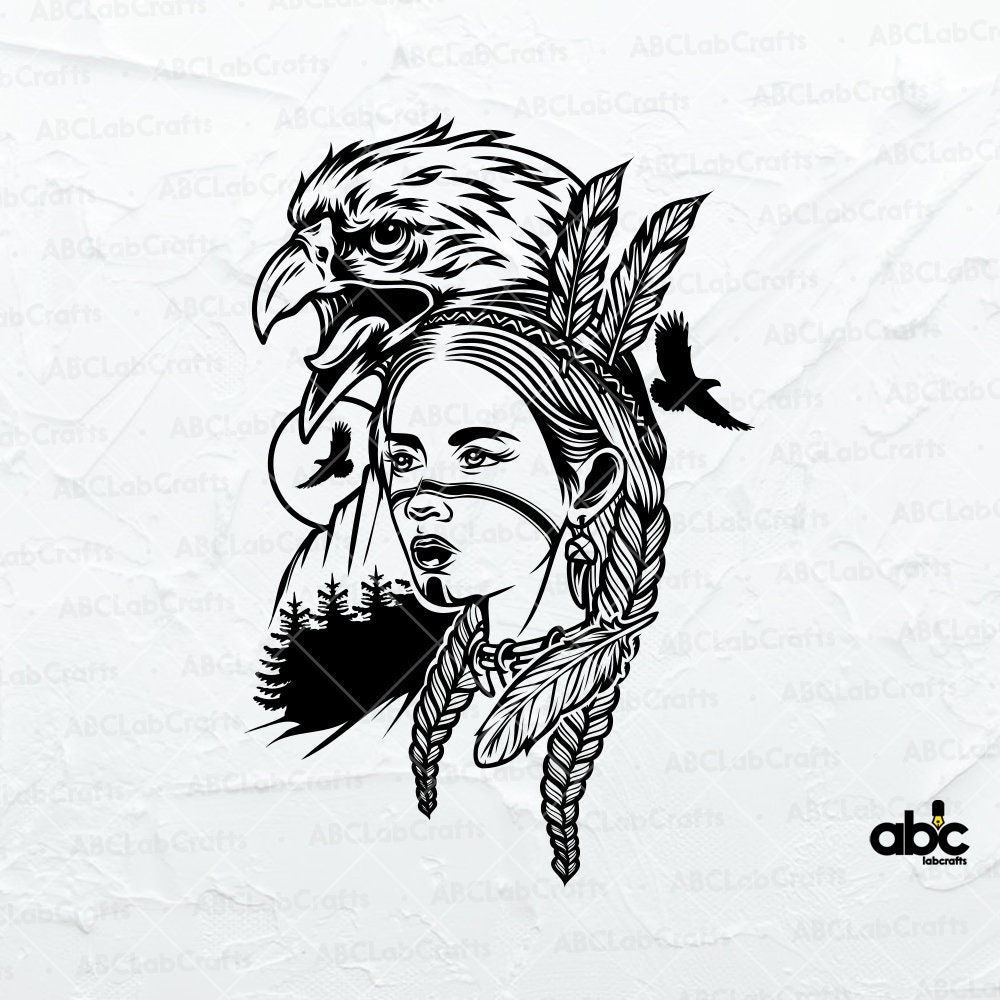 Native American Girl Scene Svg File | Teepee Indian Clipart | Boho Chic ...