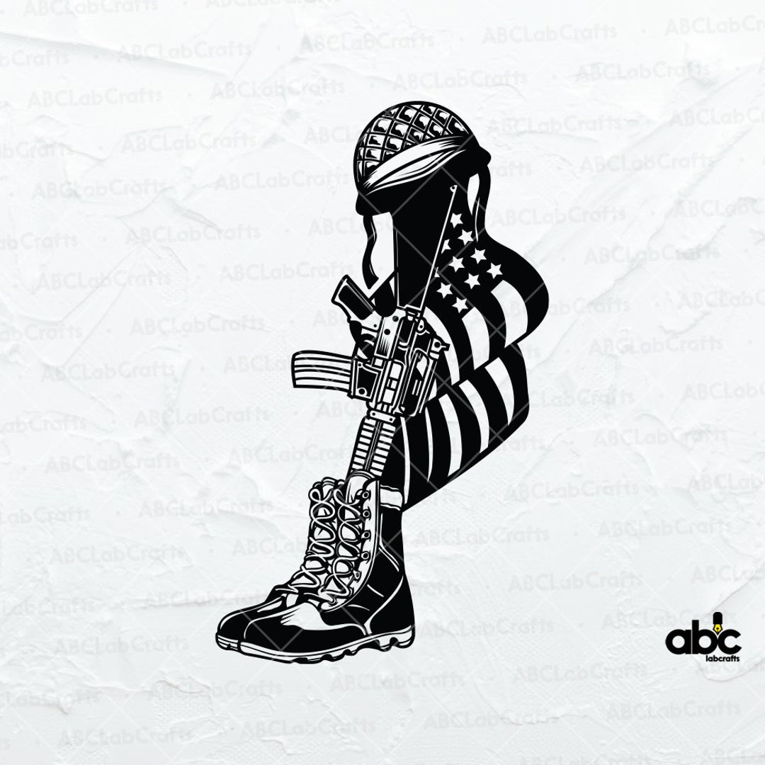Fallen Soldier Tribute Svg File | US Army War Hero Boots Dog Tag Gun ...