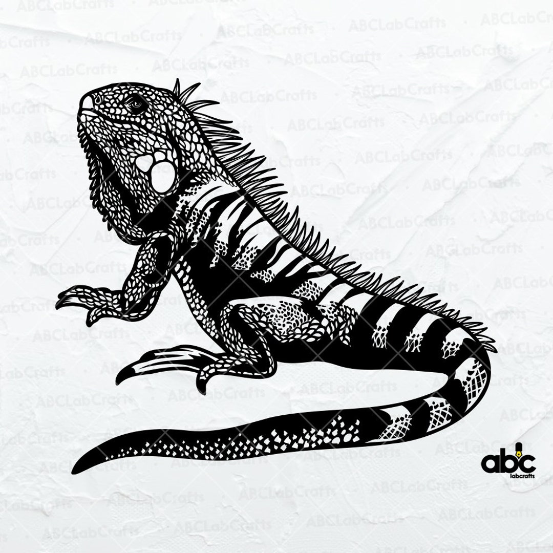 Iguana Svg File Monitor Lizard Cutfile Wild Animal Stencil Komodo ...