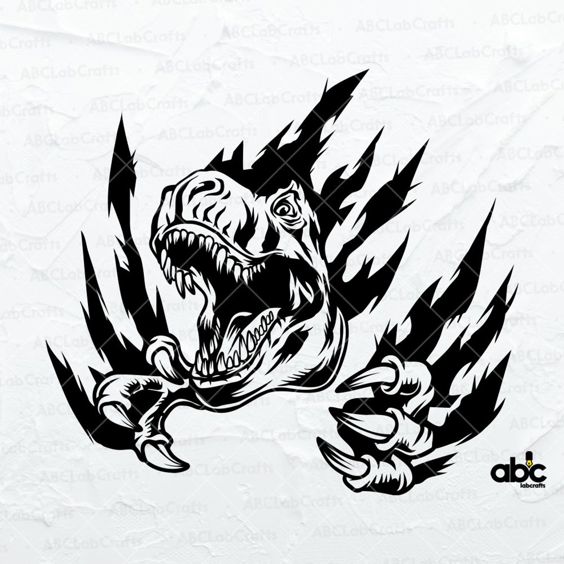 Raptor Scratch in the Wall Svg File | Velociraptor Dinosaur ...