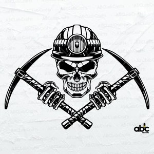 Coal Miner Skull Svg File | Mining Skull Svg | Skull Clipart | Miner ...