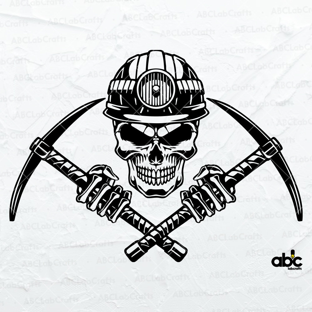 Coal Miner Skull Svg File | Mining Skull Svg | Skull Clipart | Miner ...